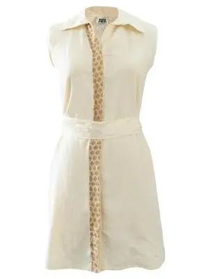 JIWYA Neutrals Bela Belted Mulmul Cotton Dress In Cream - White