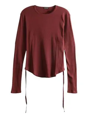 ANN DEMEULEMEESTER Dot Wrinkled Cropped Long Sleeves Top 'mahogany - Red
