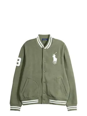 Polo Ralph Lauren Long Sleeve Seasonal Fleece Big Pony Jacket 'olive/white - Green