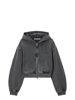 Alexander Wang Allover Hotfix Zip-up Hoodie 'washed Asphalt' Grey