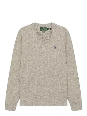 Polo Ralph Lauren Long-sleeve Slub Jersey Henley T-shirt 'dark Vintage Heather - Grey