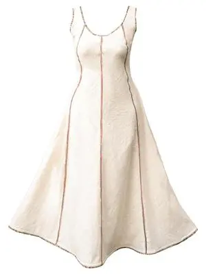 JIWYA Neutrals Avani A-line Cotton Dress - Beige