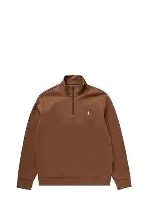 Polo Ralph Lauren Long Sleeve Double Knit Tech Zip Pullover Sweatshirt 'luggage Brown' Blue