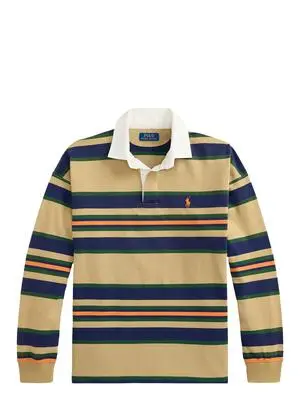 Polo Ralph Lauren Long Sleeve Yarn-dyed Rugby Polo 'khaki - Tan