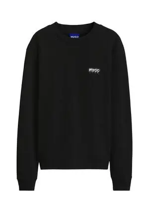 Hugo Cotton-terry Sweatshirt With Logo Artwork - Black