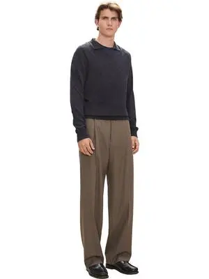 Theory Relaxed Pleat Pant In Studio Wool - Tarmac