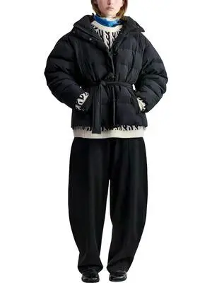 Maison Kitsuné Belted Quilted Coat - Black