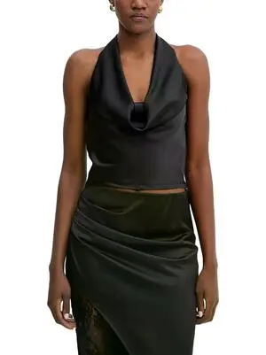 HAVEONE Lace-panelled Cowl-neck Top - Black