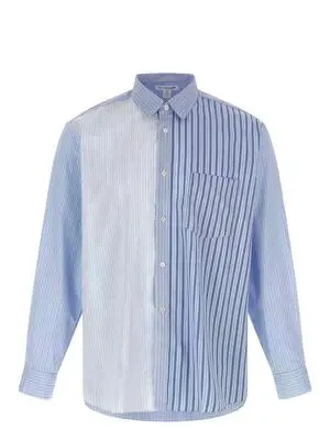 Comme Des Garçons Patchwork Striped Shirt - Blue