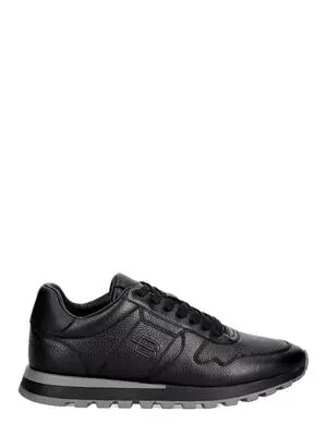 BALDININI Logo-embossed Grained Leather Sneakers - Black