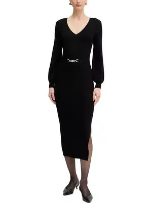 MORGAN V-neck Belted Midi Dress