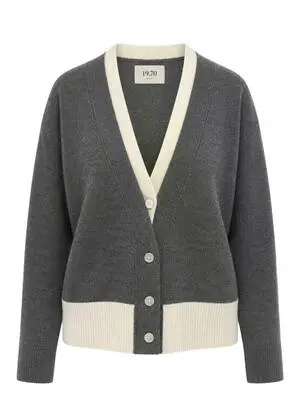 Seventy 19.70 Colour-block V-neck Cardigan - Grey