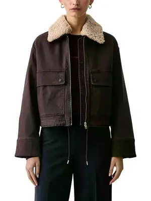 Marc O'polo Shearling-collar Pocket-detail Jacket - Brown