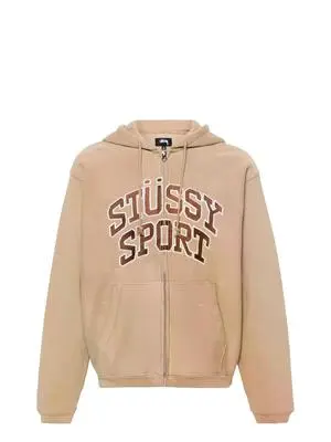 StÜssy Logo-embroidered Zip-up Hoodie - Neutrals