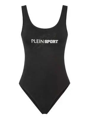 PLEIN SPORT Monokini Logo-print Scoop-neck Swimsuit - Black