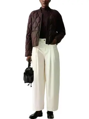 Marc O'polo Ribbed-knit Short-sleeve Top - Brown