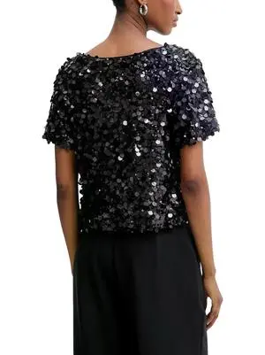 HAVEONE Sequin-embellished Short-sleeve Top