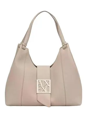Armani Exchange Logo-plaque Grained Tote Bag - Neutrals