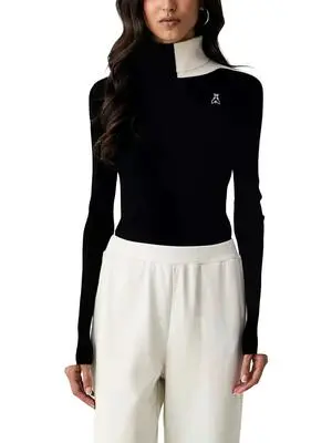 Patrizia Pepe Ribbed-knit Roll-neck Sweater - Black