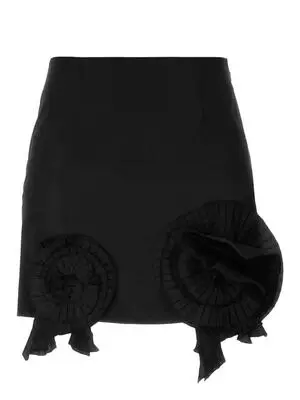 Blumarine Ruffled Floral-appliqué Mini Skirt - Black