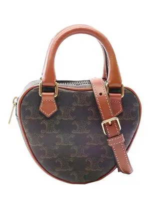 Celine 2000-2026 Medium Triomphe Coated Canvas Heart Satchel - Brown