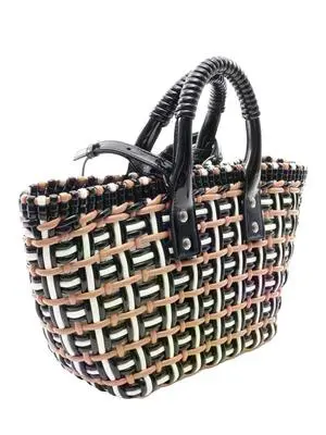 Balenciaga 2010-2026 Xs Woven Bistrot Panier Tote Satchel - Black
