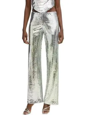 HAVEONE Sequin-embellished Trousers Silver