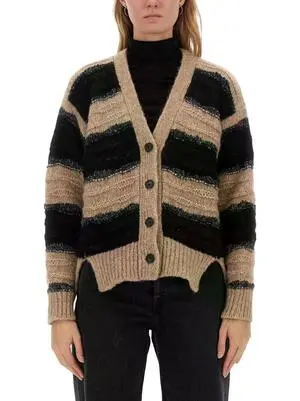 MILA SCHON Striped Chunky-knit Cardigan - Neutrals