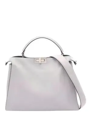 Fendi 2000-2010 Large Leather Peekaboo Essential Satchel - Blue