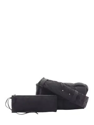 Bottega Veneta 2012-2026 Nylon Intrecciato Padded Tech Cassette Crossbody Bag Black