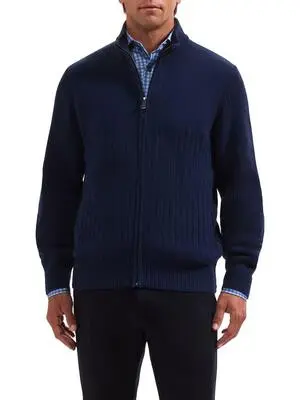 Bugatchi Full Zip Sweater - Navy