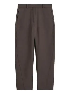 Cos Cropped Wool Barrel-leg Trousers - Brown