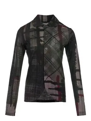 Y’s Abstract-print Button-up Cardigan - Black