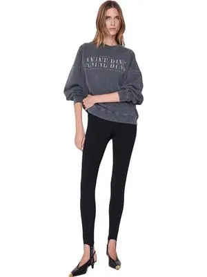 ANINE BING Miles Sweatshirt Sport Club - Washed Black