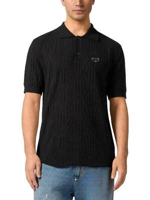 Philipp Plein Jacquard Polo T-shirt Monogram - Black