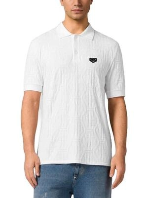 Philipp Plein Jacquard Polo T-shirt Monogram - White
