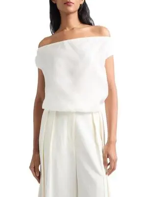 Staud Larissa Off The Shoulder Silk Top - Ivory