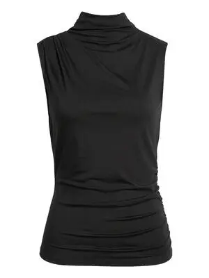 Veronica Beard Mylie Ruched Sleeveless Top - Black