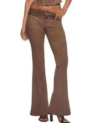 I.AM.GIA Viviane Faux Suede Flare Pants - Chocolate
