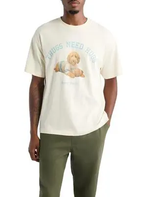 SANTO STUDIO Thugs Need Hugs Football Graphic T-shirt - Ivory