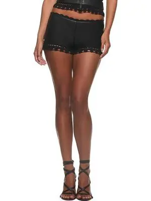 I.AM.GIA Zadi Faux Leather Crochet Trim Shorts - Black