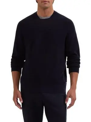 Bugatchi Wool & Cashmere Crewneck Sweater - Navy
