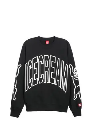 ICECREAM Coffee Oversize Cotton Crewneck Sweatshirt - Black