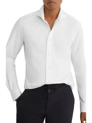 REISS Monaco Slim Fit Stretch Jersey Shirt - White