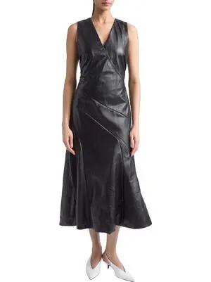 Proenza Schouler Kenza V-neck Leather Dress - Black