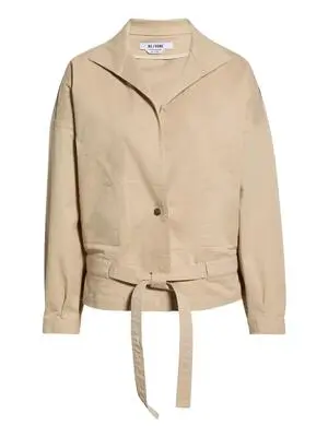 RE/DONE Debbie Cotton Blend Tie Waist Jacket - Khaki