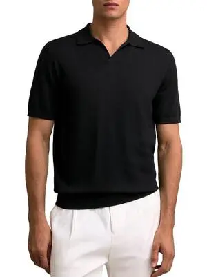 REISS Duchie Merino Wool Polo - Black