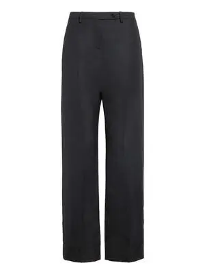 Khaite Hunter Straight Leg Virgin Wool Pants - Black
