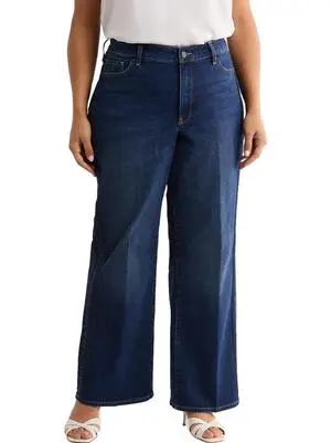 NYDJ Teresa Tuxedo Stripe Wide Leg Jeans - Skylark