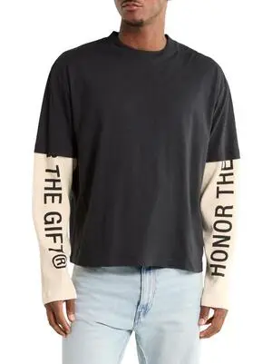 HONOR THE GIFT Honor Double Sleeve Cotton T-shirt - Black